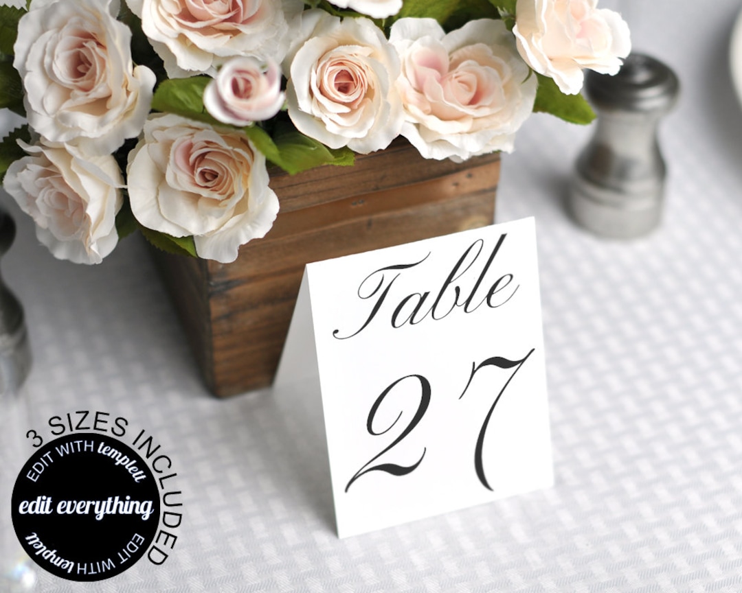 Wedding Table Card Template - Printable Table Cards - Wedding Table ...