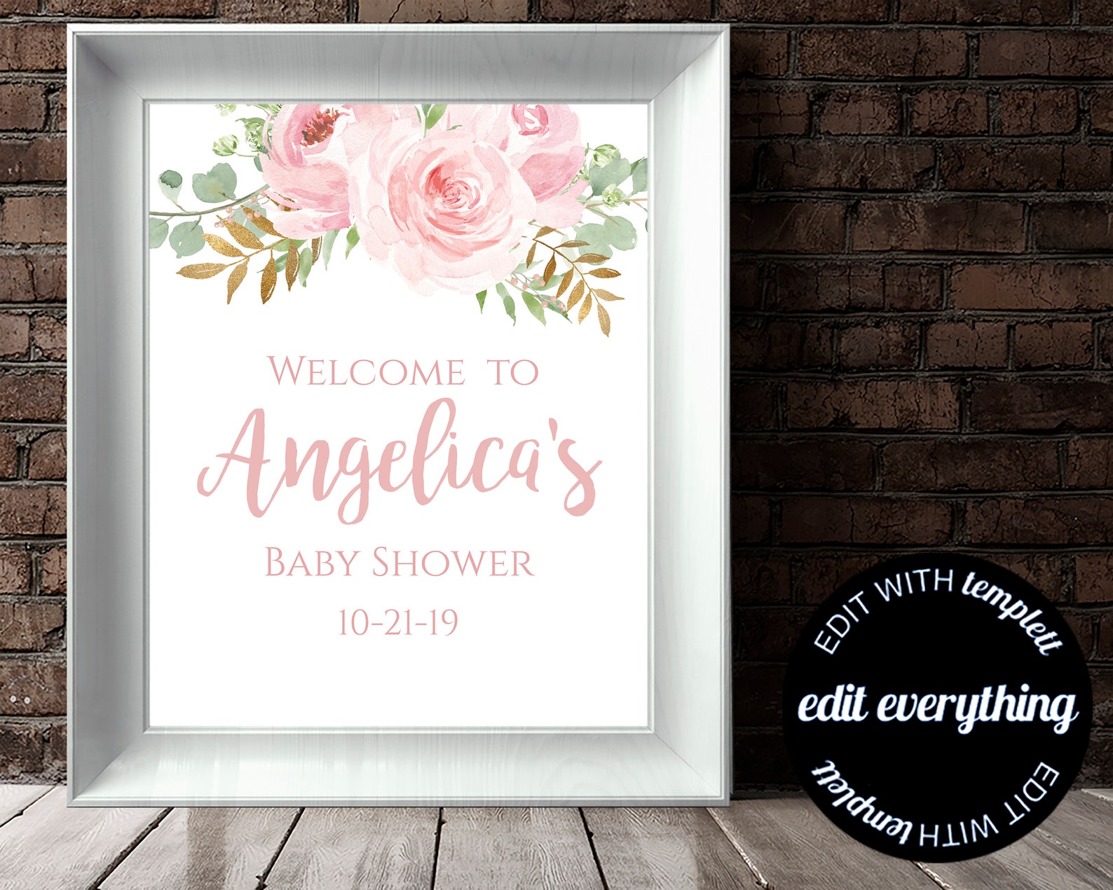 Pink Floral Baby Shower Welcome Sign Baby Welcome Sign Pink | Etsy