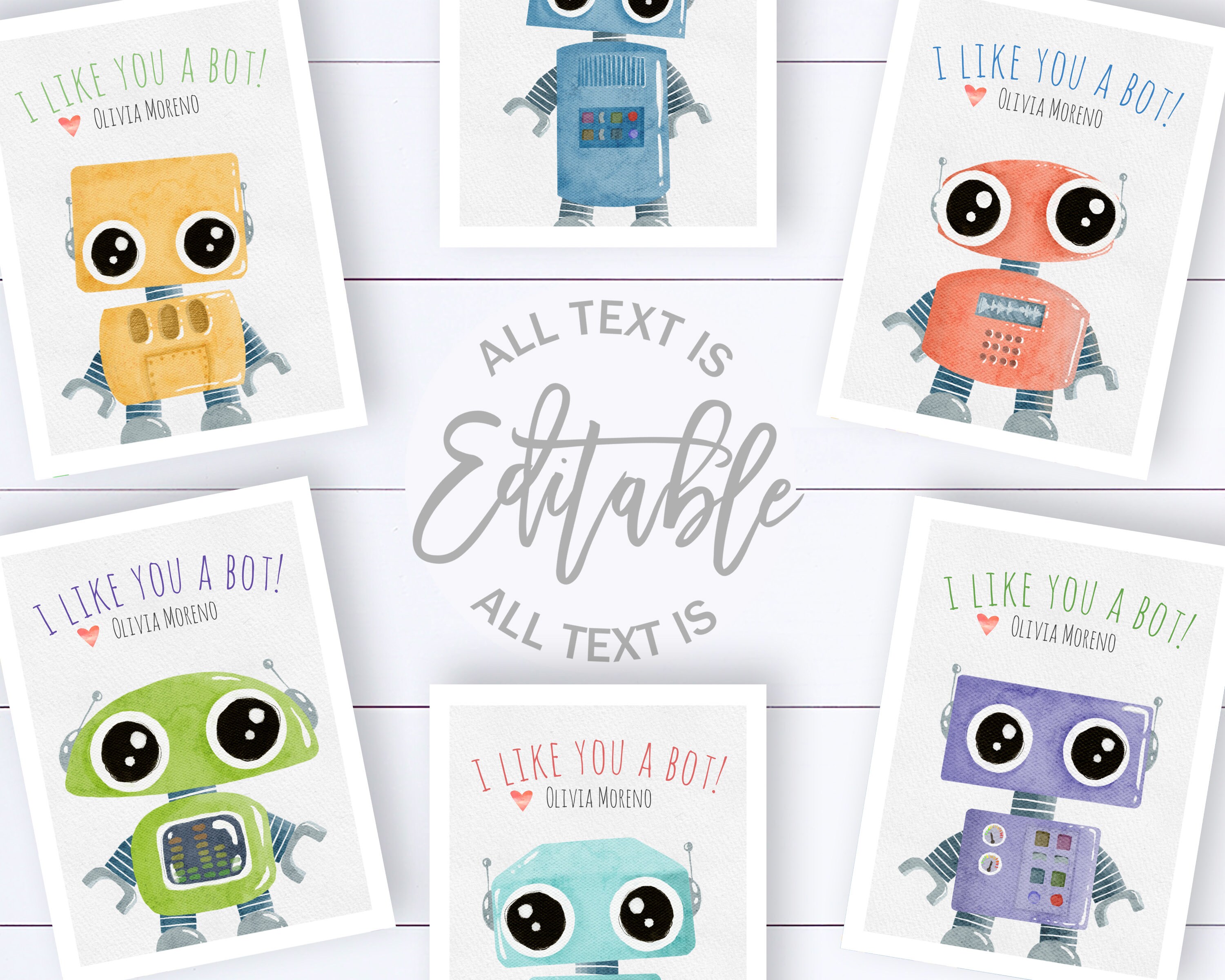 Robots Kids Valentines Card Template Classroom Valentines Card - Etsy