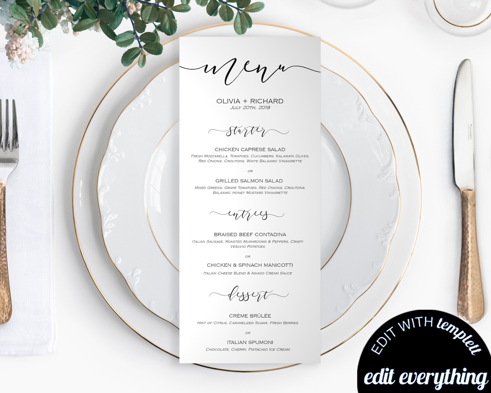 DIY Wedding Menu Template Printable Wedding Menu Cards Menu - Etsy