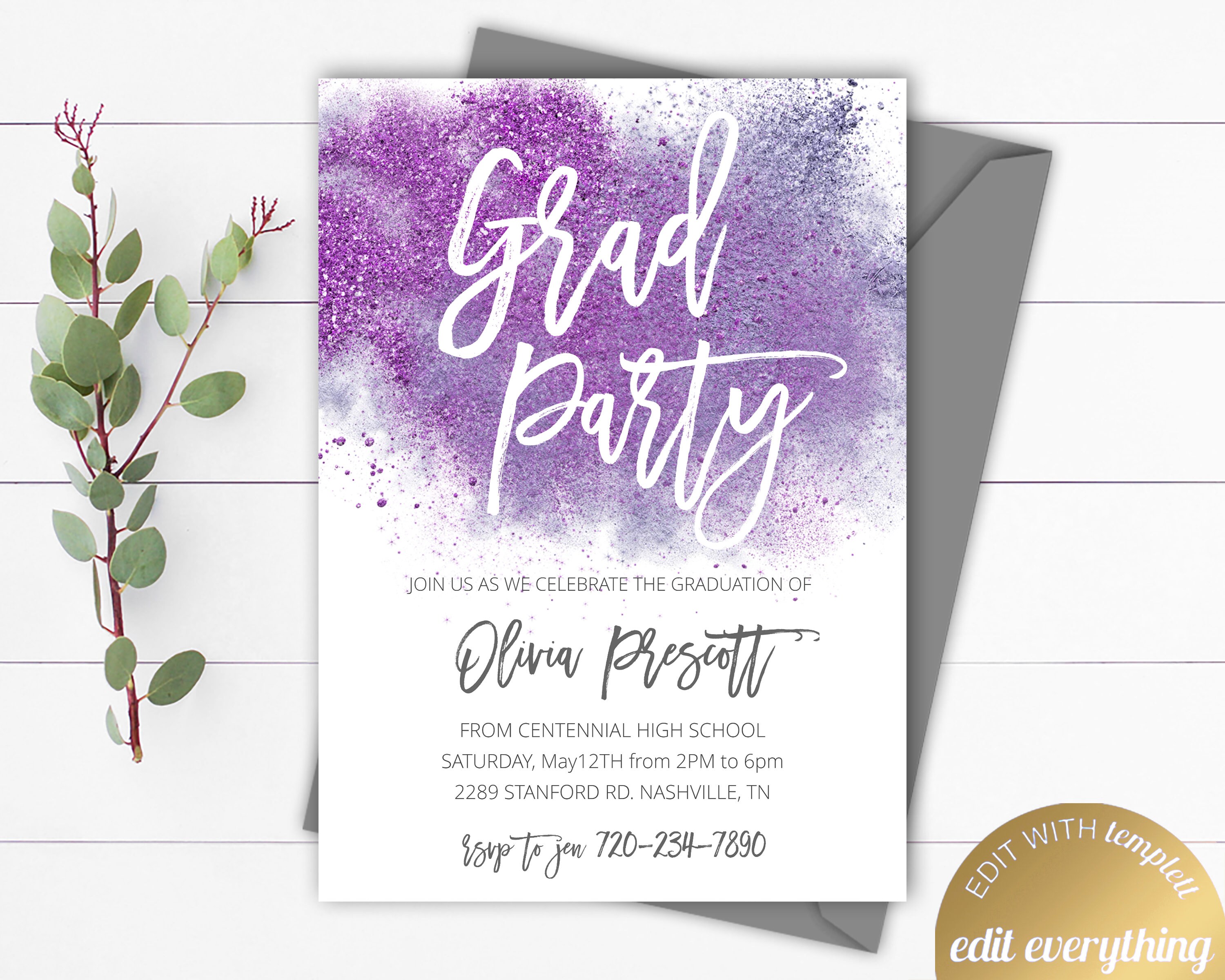 Editable Graduation Party Invitation Template Grad Party Invitation ...