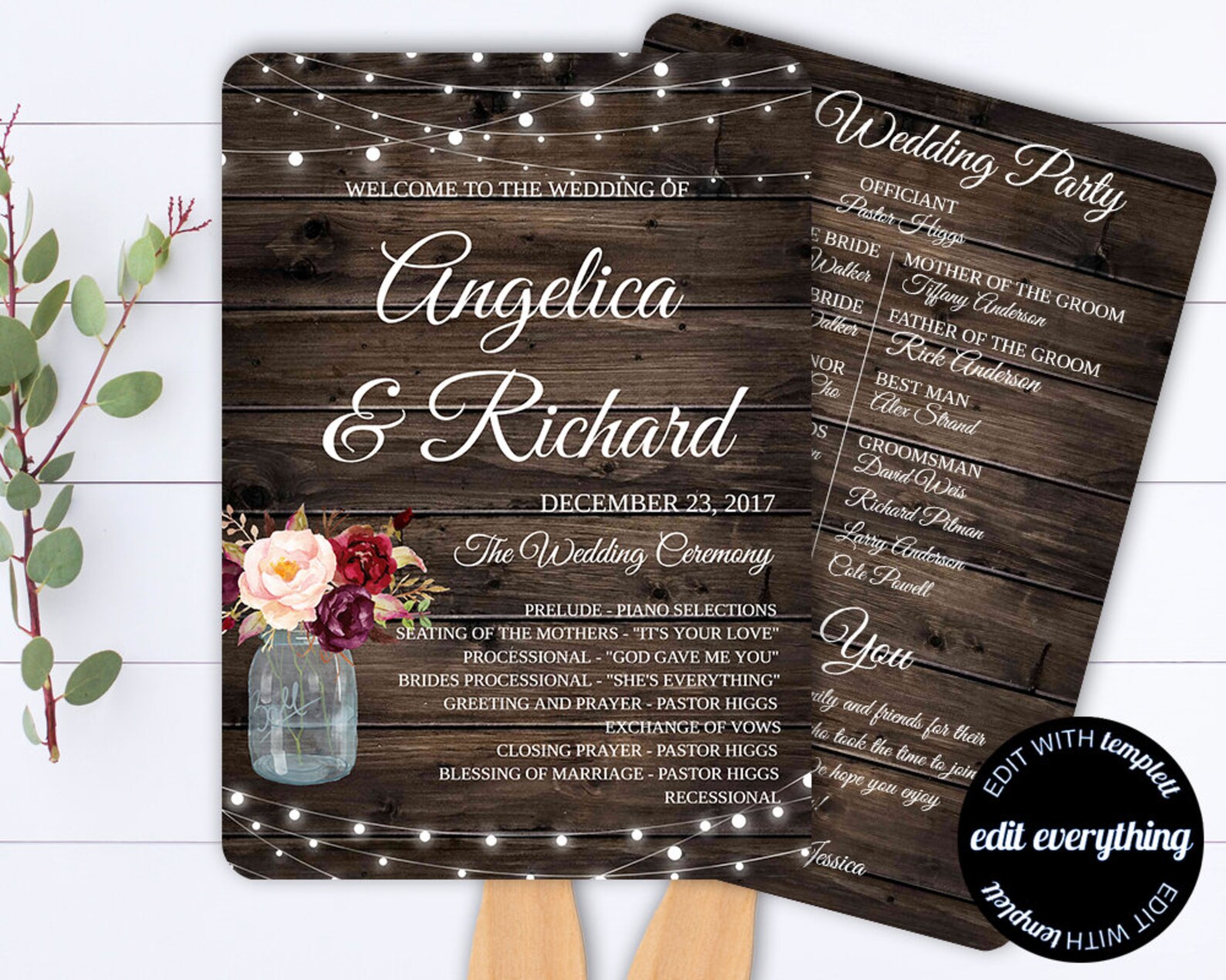 Rustic Wedding Program Template Printable Program Wedding - Etsy