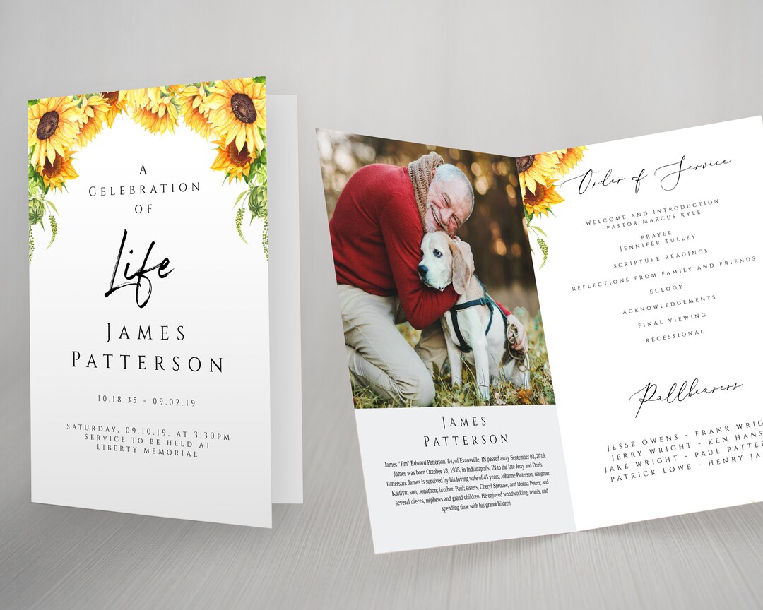 Sunflower Funeral Program Template Sunflower Funeral Program Template ...