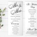 Mr and Mrs Wedding Program Template - Tea Length Program Template ...