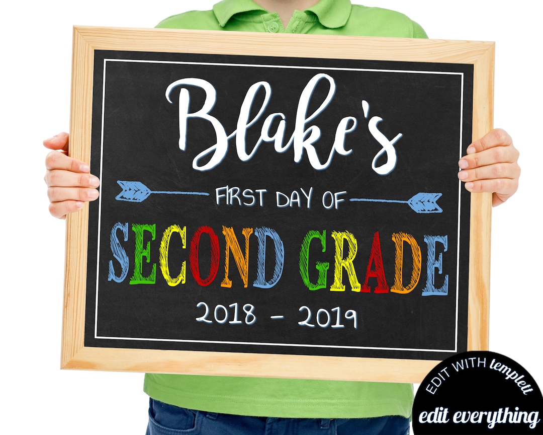Boys First Day of School First Second Grade Sign First Day of Second ...