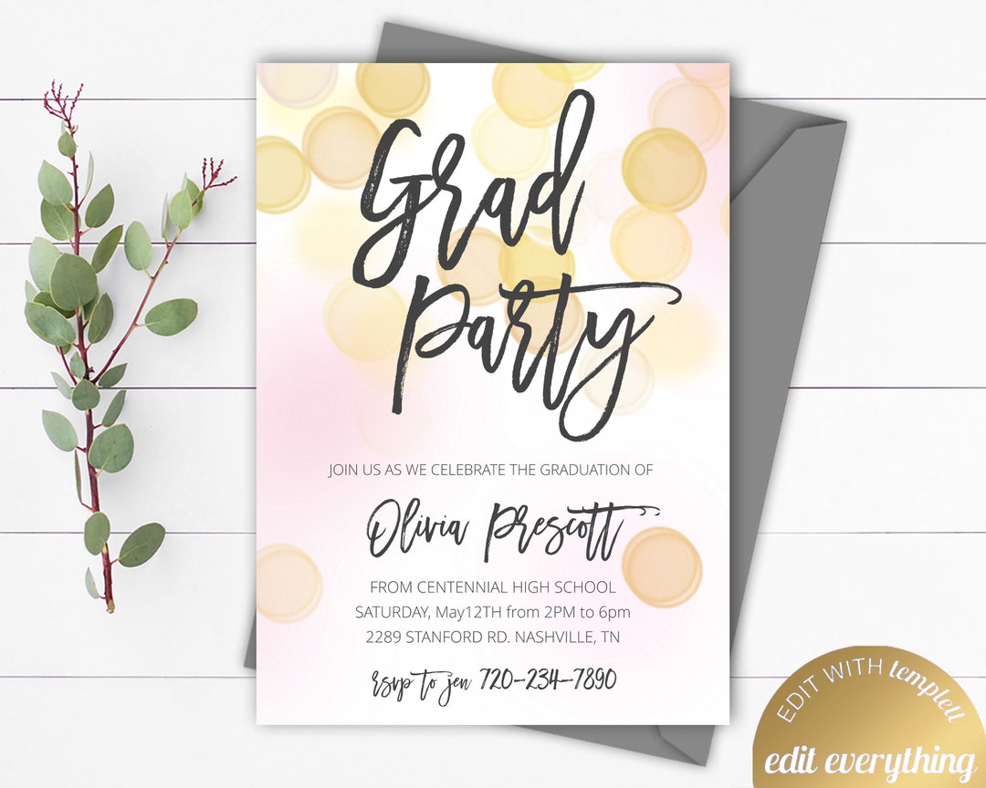 Editable Graduation Party Invitation Template Grad Party Invitation ...