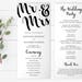 Mr and Mrs Wedding Program Template - Tea Length Program Template ...