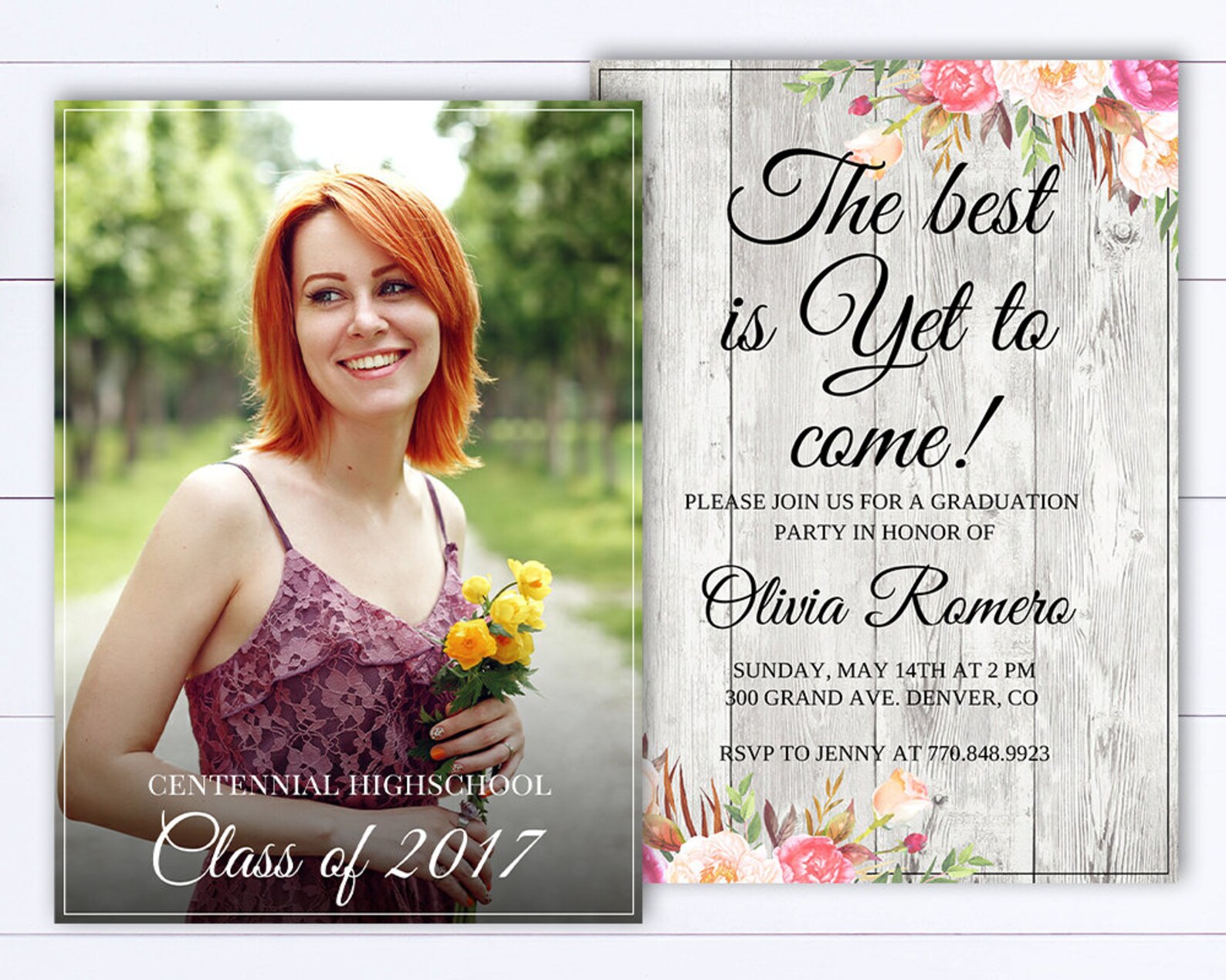 Floral Senior Graduation Party Invitation Template Senior - Etsy