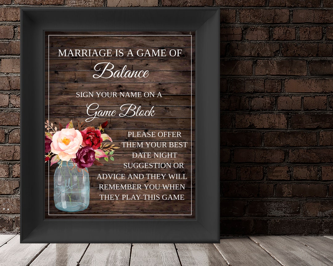 Rustic Wedding Game Blocks Printable Sign Wedding Game Blocks Sign ...