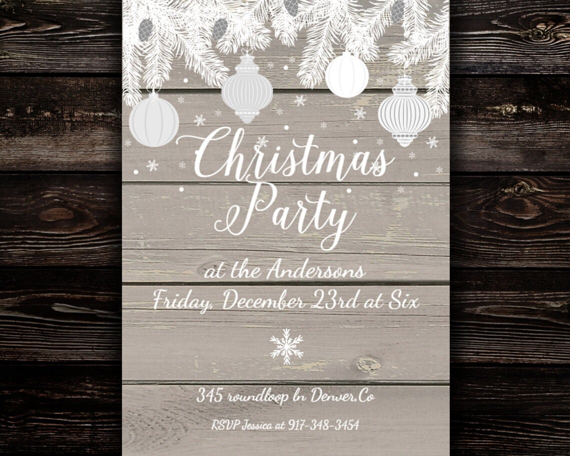 Rustic Christmas Party Invitation Template Printable Christmas | Etsy