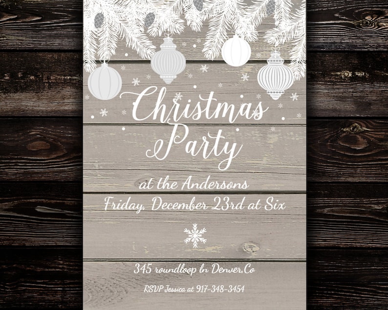 Rustic Christmas Party Invitation Template Printable Christmas | Etsy