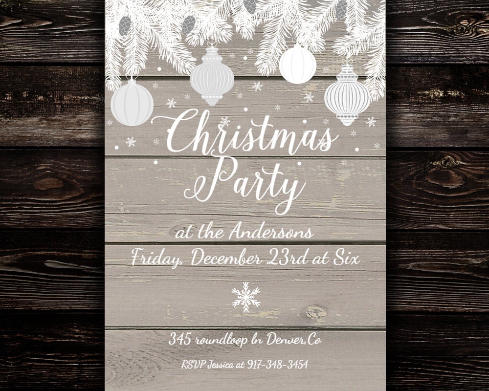 Rustic Christmas Party Invitation Template Printable Christmas | Etsy