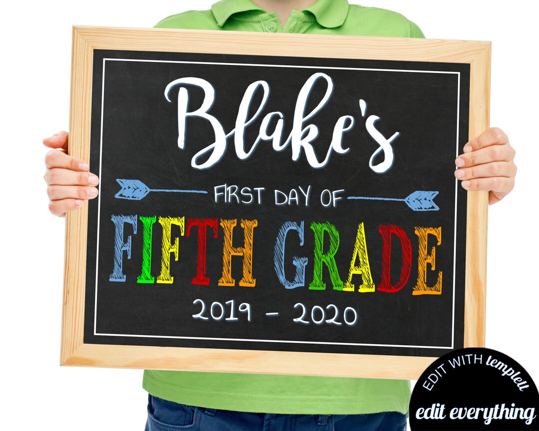 Boys First Day of School Fifth Grade Sign First Day of Fifth - Etsy