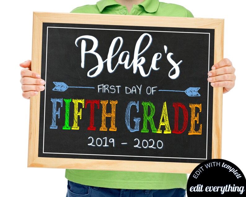 Boys First Day of School Fifth Grade Sign First Day of Fifth - Etsy