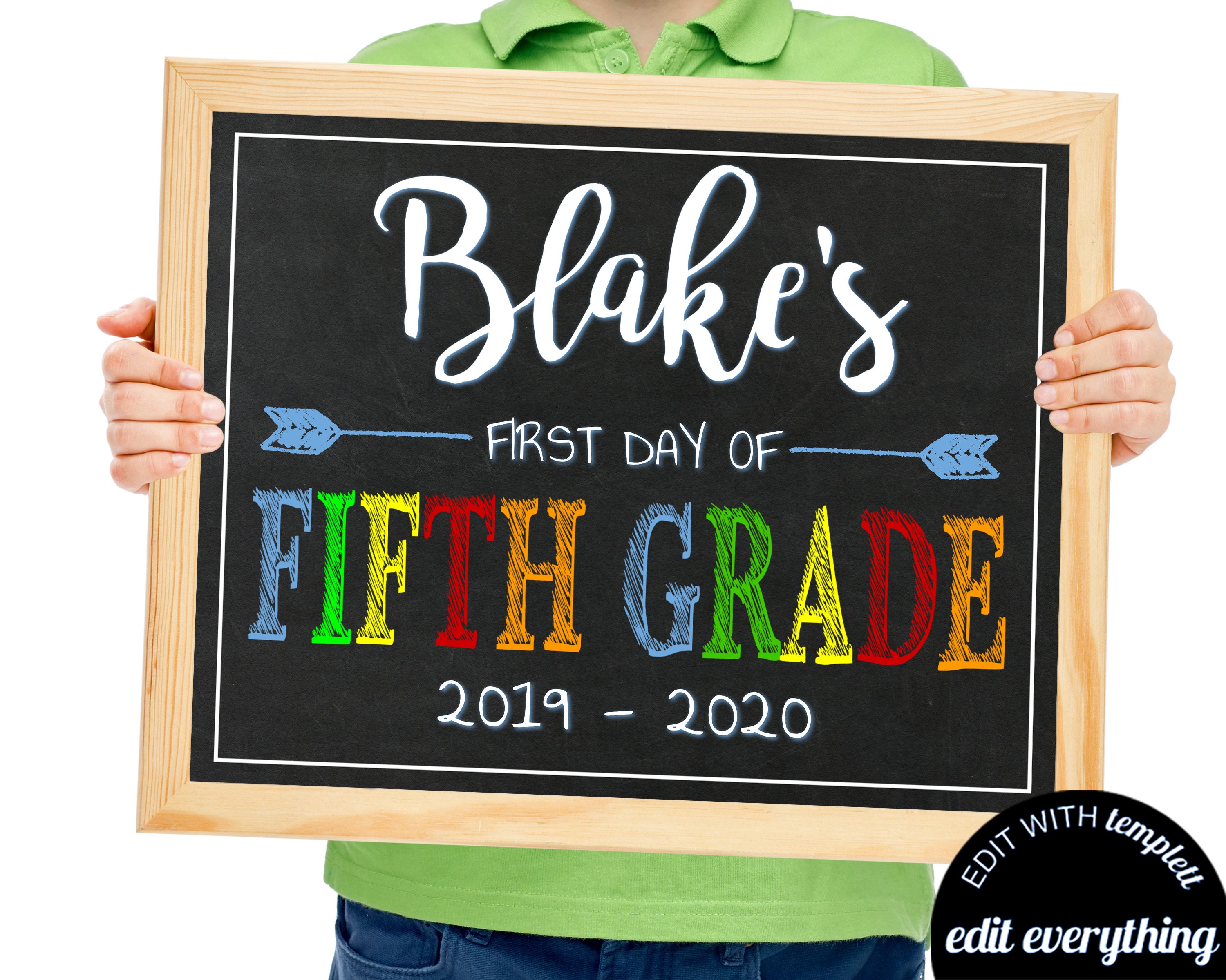 Boys First Day of School Fifth Grade Sign First Day of Fifth | Etsy
