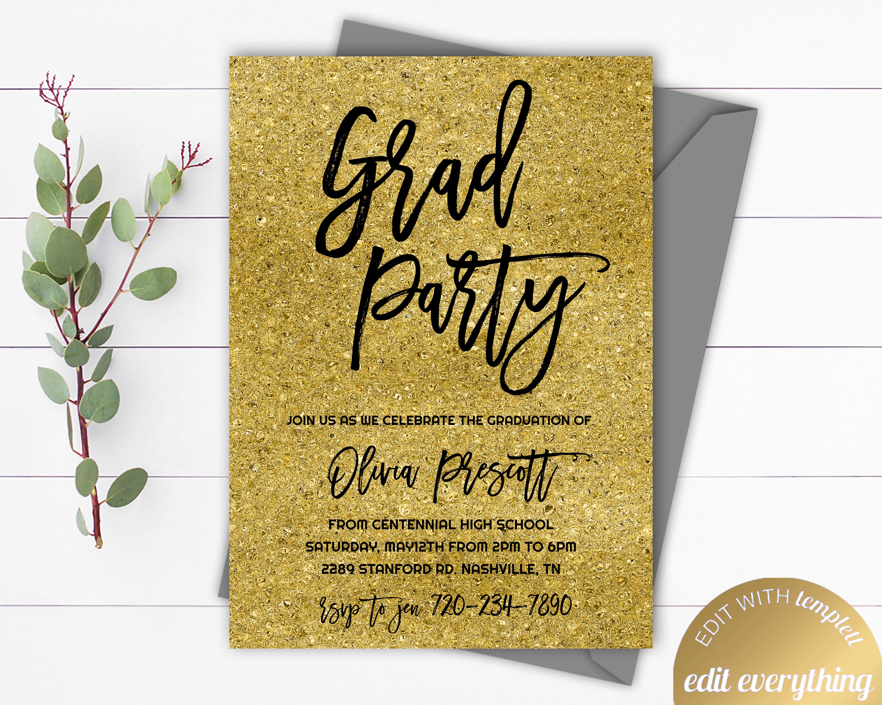 Editable Graduation Party Invitation Template Grad Party Invitation ...