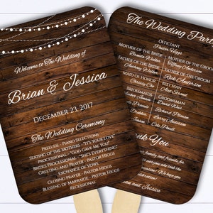 Rustic Country Wedding Program Fan Template Rustic Wedding Program Printable Program Template ...