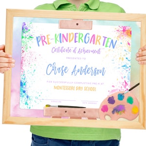 Editable Pre-k Graduation Certificate Diploma Paint Theme Certificate ...