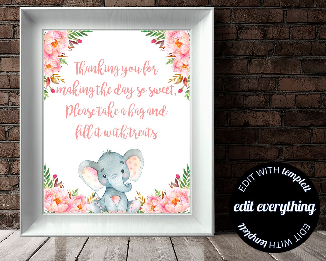 Pink Floral Candy Buffet Sign, Candy Bar Sign, Grab a Bag of Treat Sign ...