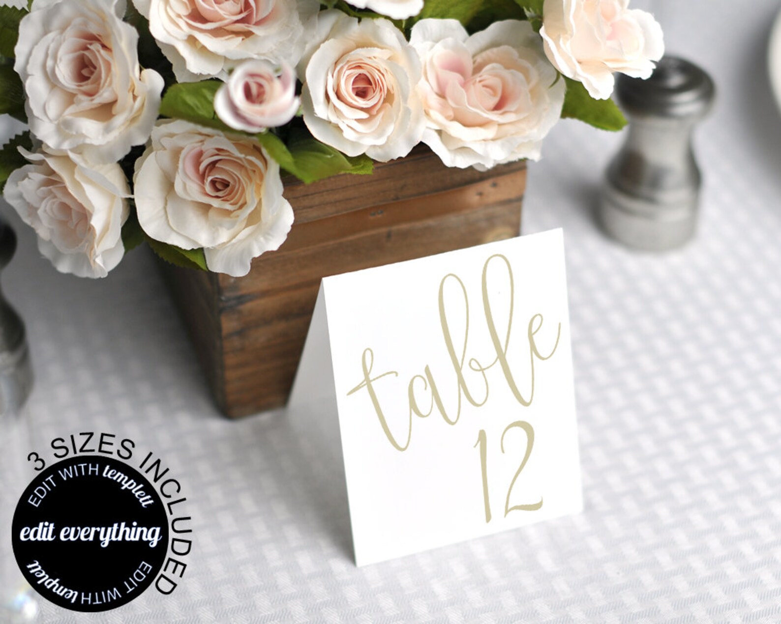 Gold Wedding Table Card Template - Printable Table Cards - Wedding ...
