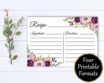 Recipe Card Recipe Card Printable Bridal Shower Recipe Card - Etsy