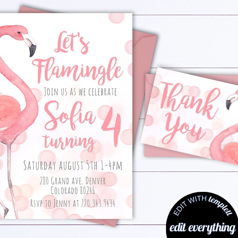 Flamingo Invitation - Etsy