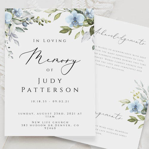 Celebration of Life Invitation Funeral Invitations Funeral - Etsy