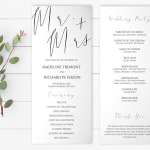 Mr and Mrs Wedding Program Template - Tea Length Program Template ...