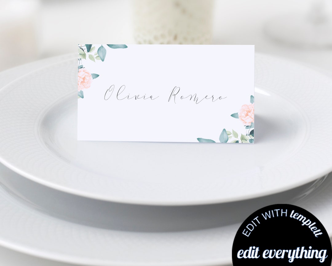 Greenery Place Cards Template Printable Place Card Template Wedding ...