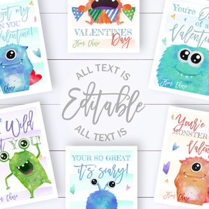 Monster Kids Valentines Card Template Classroom Valentines Card ...