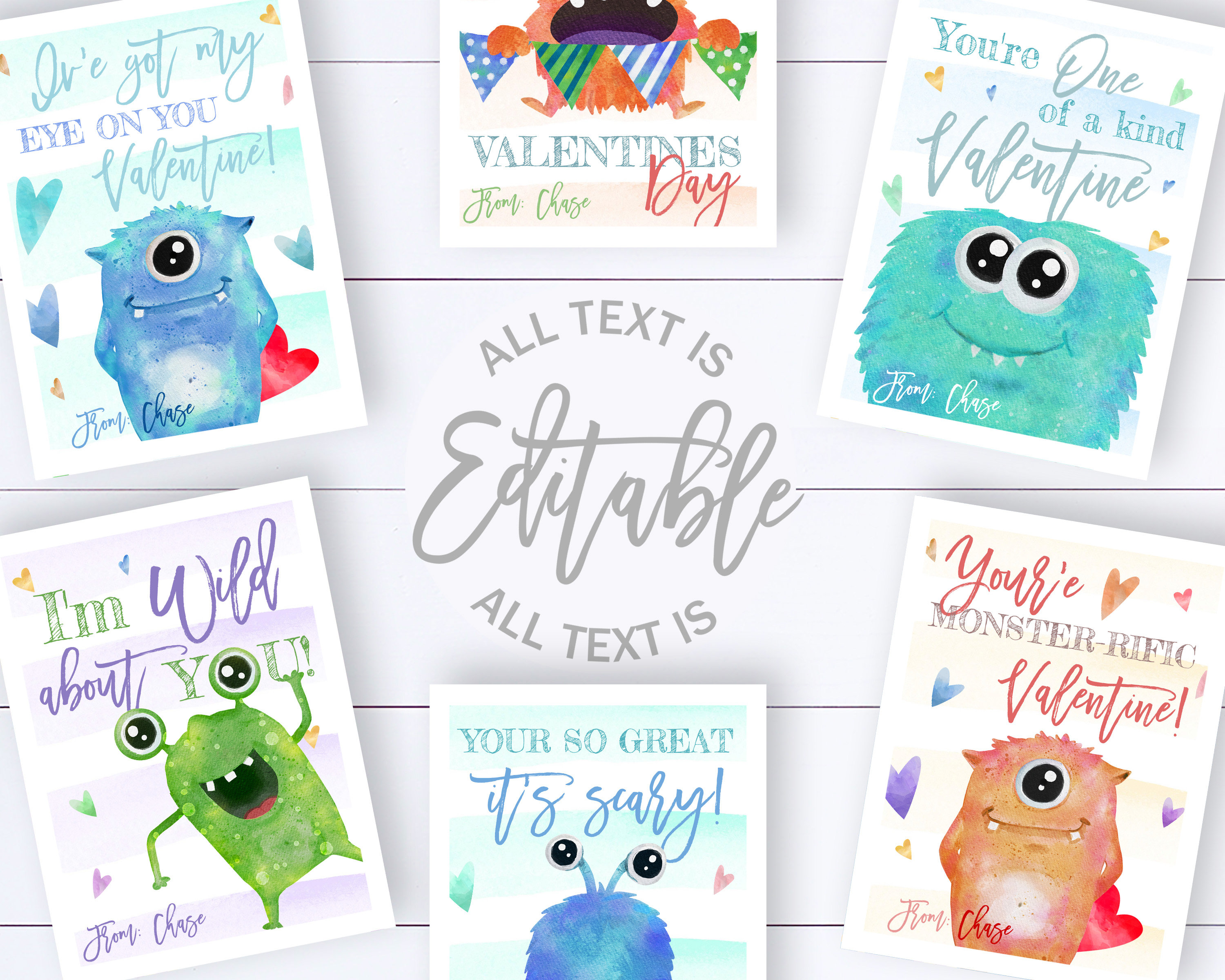 Monster Kids Valentines Card Template Classroom Valentines Card ...