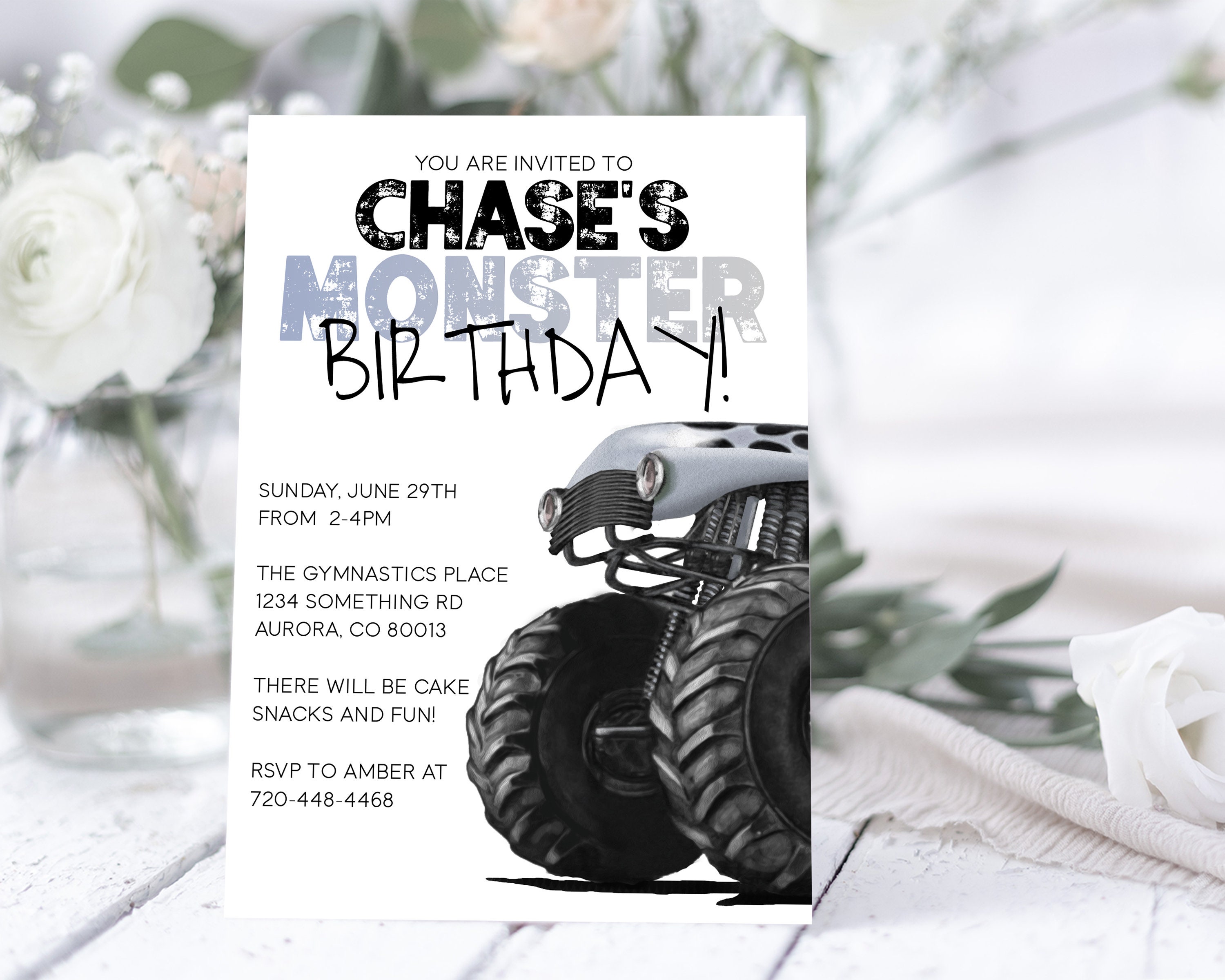 Editable Monster Truck Invitation Monster Truck Birthday | Etsy