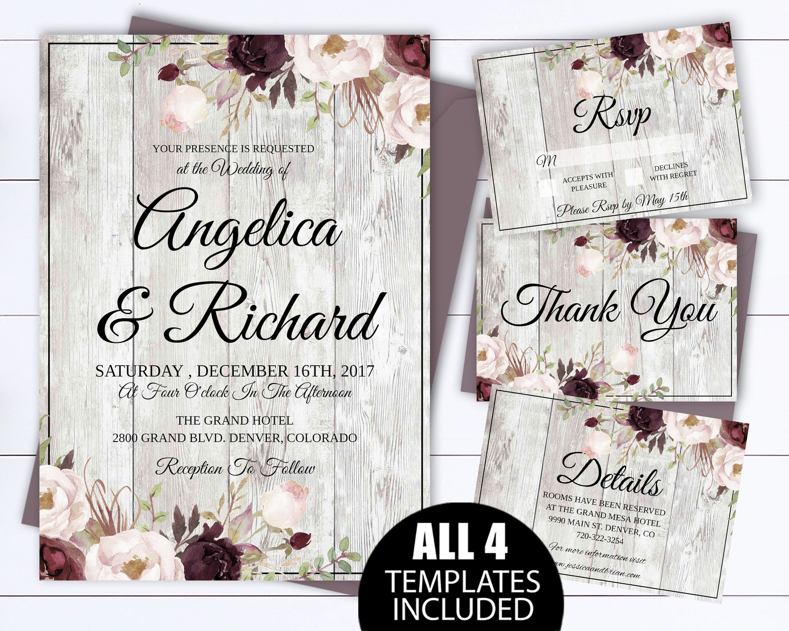 Rustic Wedding Invitation Template Rustic Country Wedding - Etsy