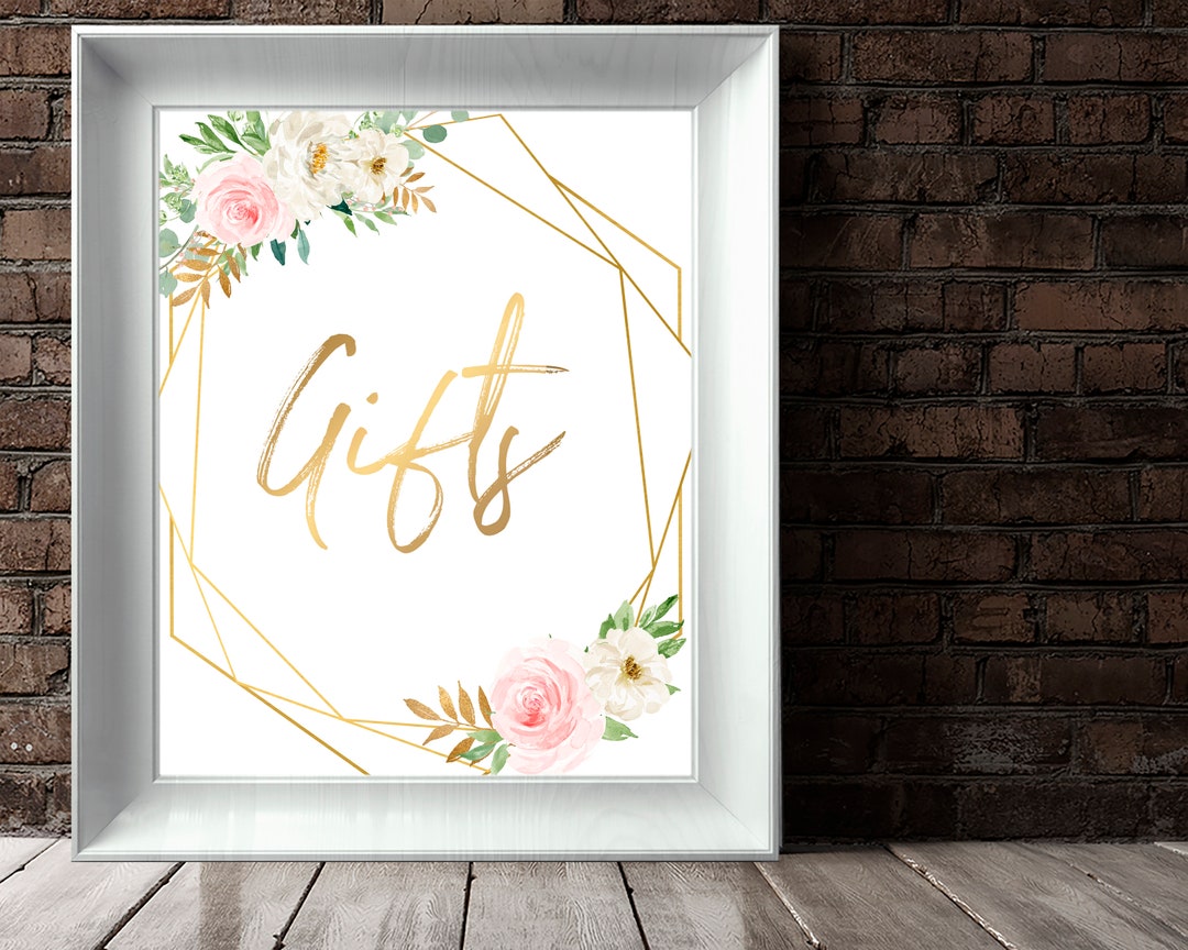 Pink Floral Gift Table Sign Gifts and Cards Baby Shower Sign Baby ...