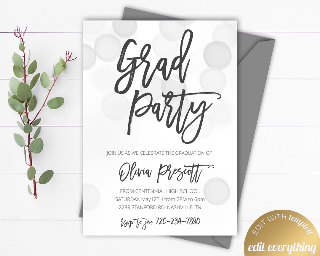 Editable Graduation Party Invitation Template Grad Party Invitation ...
