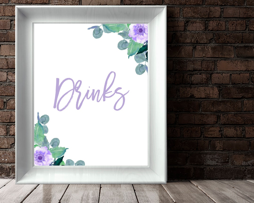 Floral Drink Sign Floral Baby Shower Drinks Sign Printable Drink Sign ...