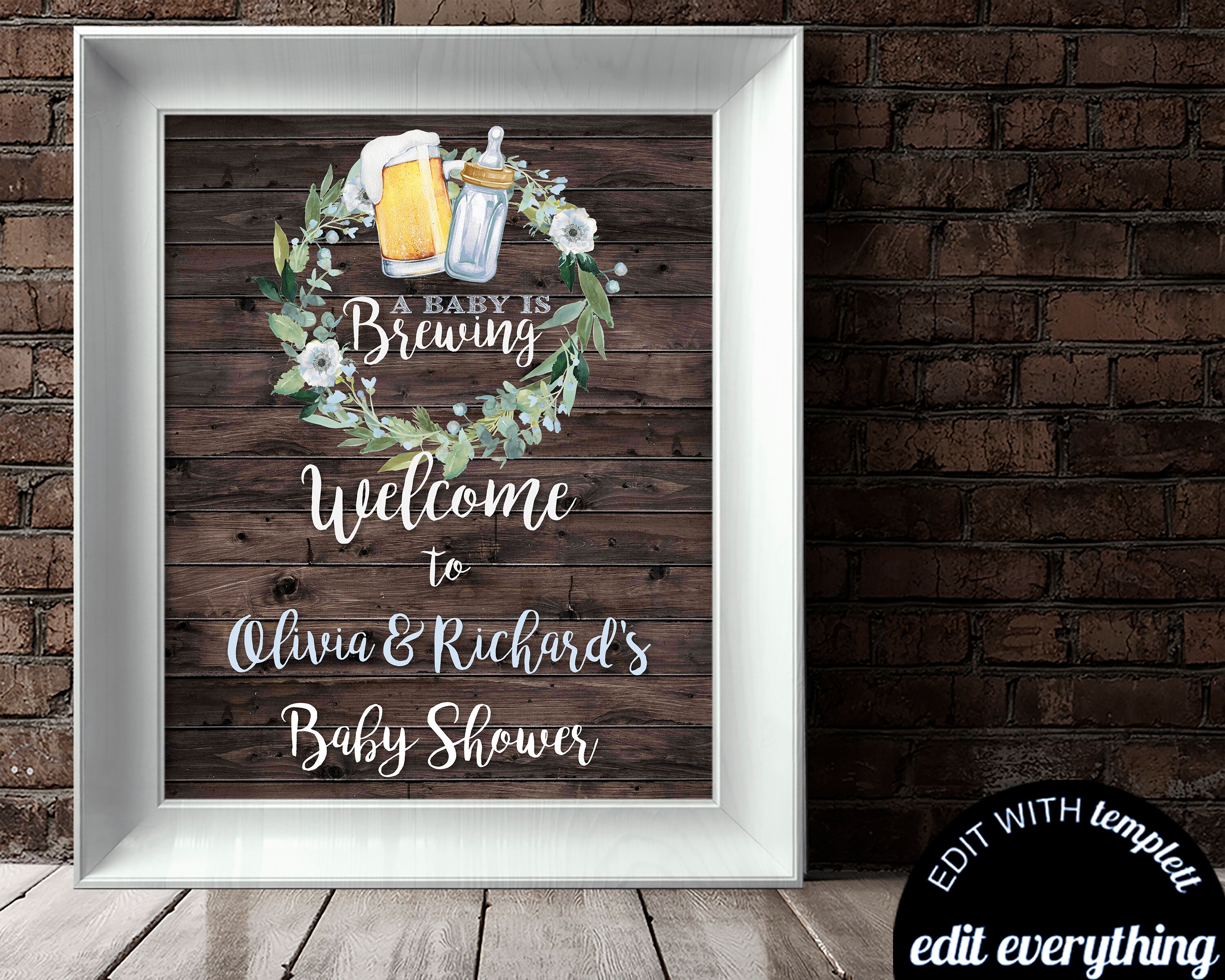 Baby is Brewing Welcome Sign Baby Shower Welcome Sign Rustic | Etsy