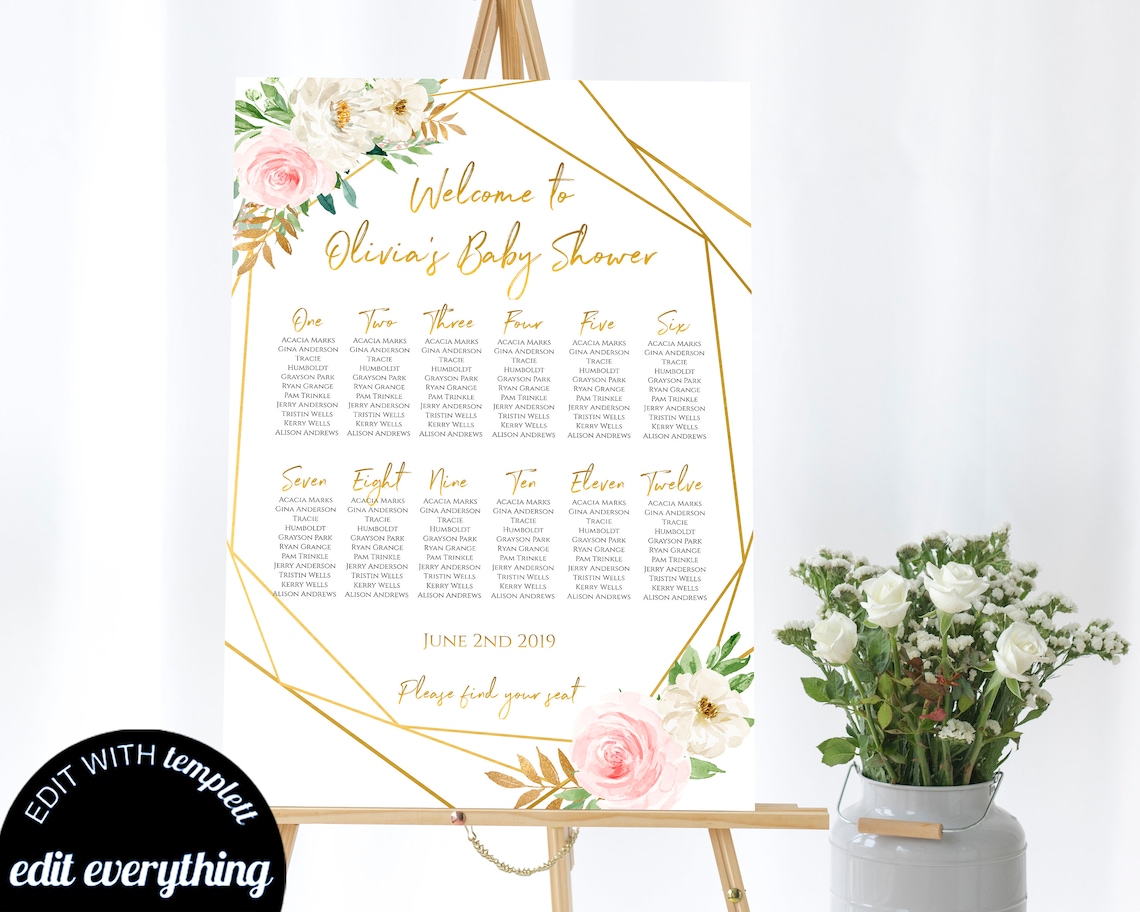 24 X 36 Geometric Baby Shower Seating Chart - Etsy