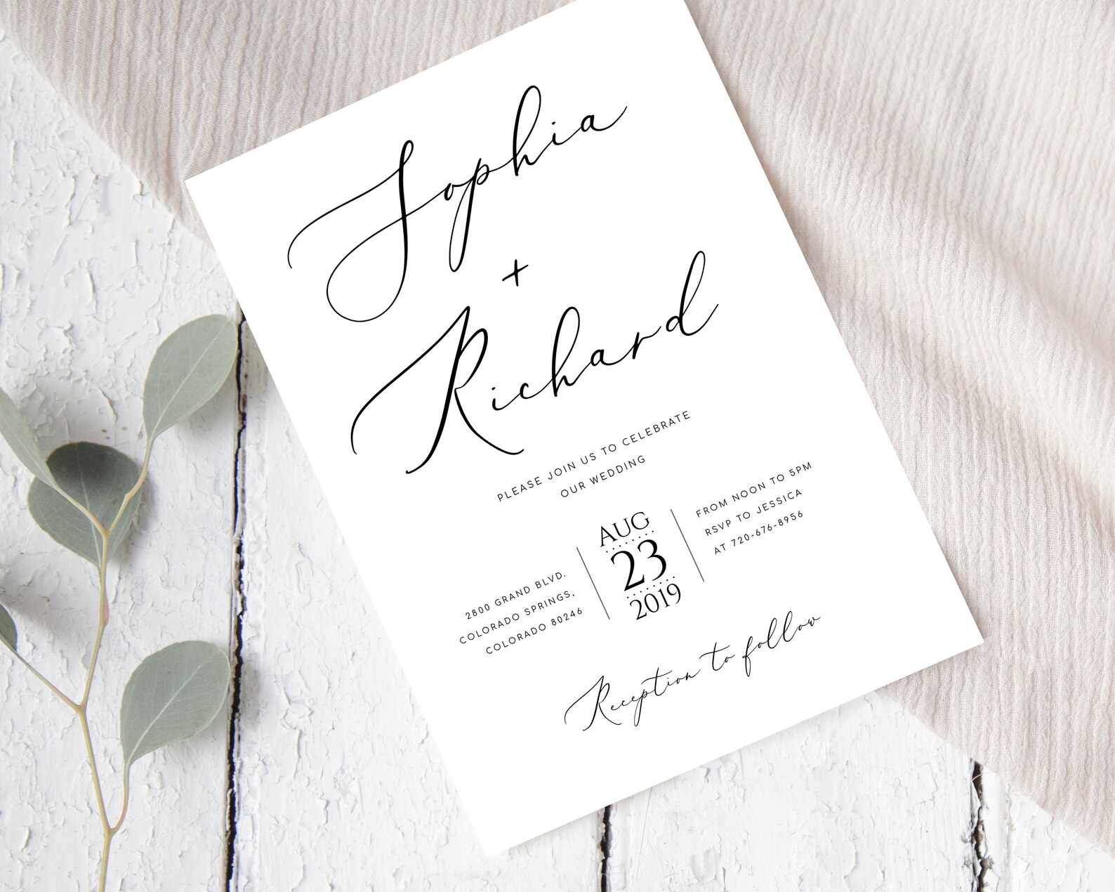 Modern Minimalist Wedding Invitation Template Simple Wedding - Etsy