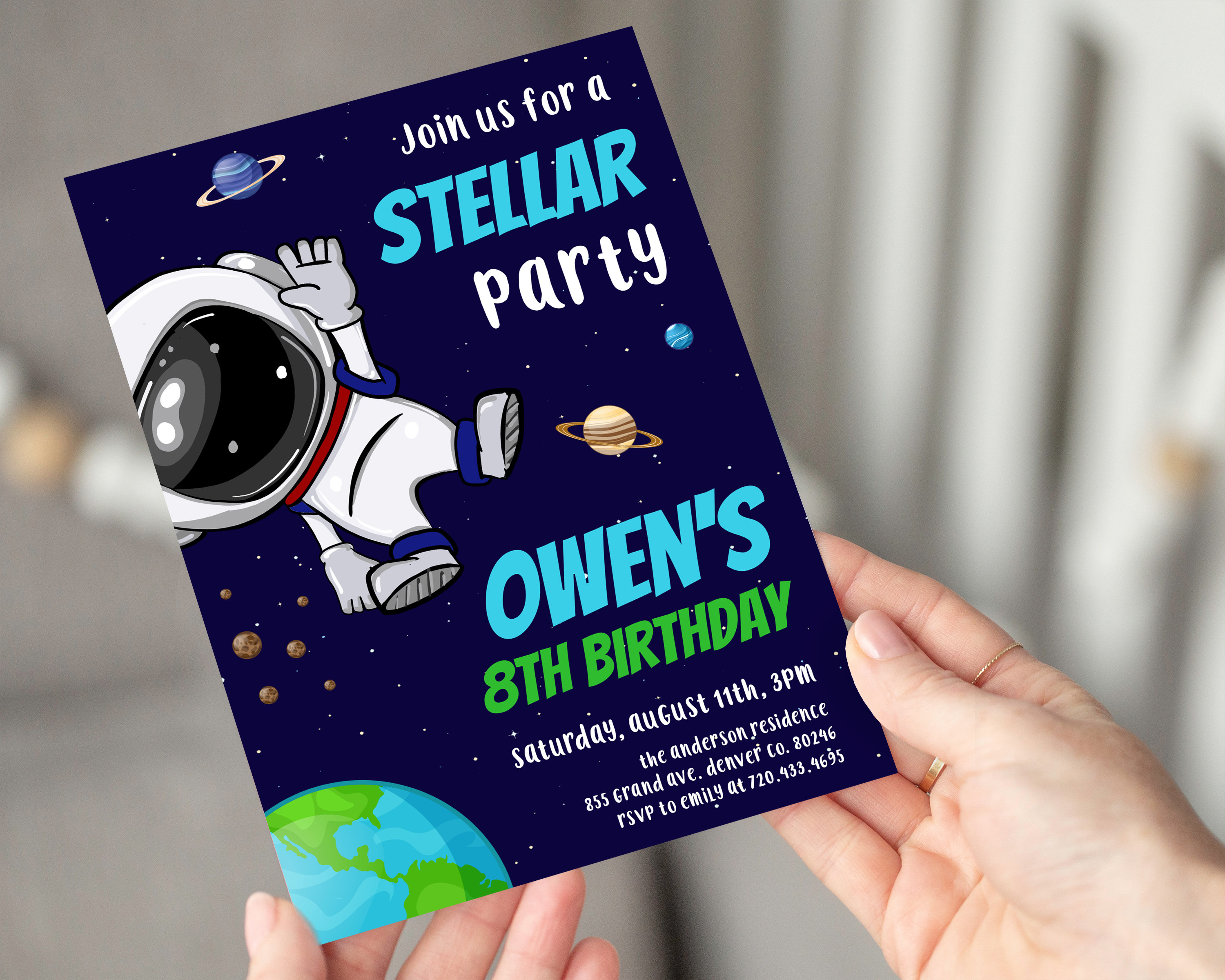 Editable Boy Space Birthday Party Invitation Template - Etsy Canada