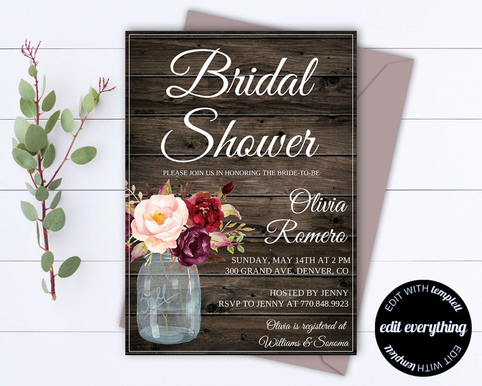 Rustic Bridal Shower Invitation Country Bridal Shower Invite | Etsy