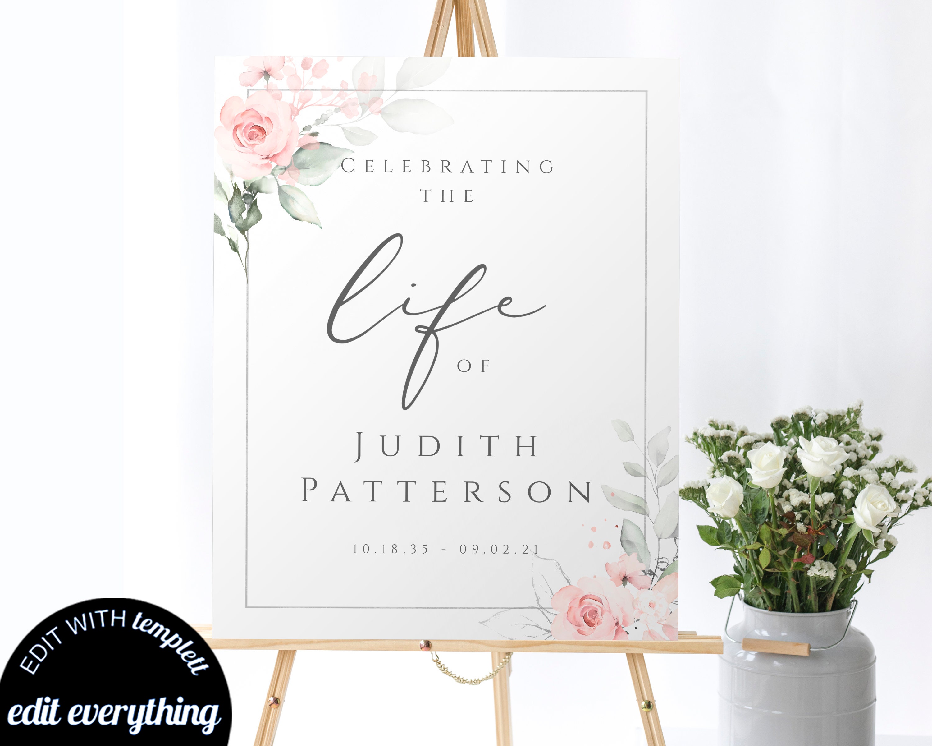 Editable Celebration of Life Welcome Sign Template Blush | Etsy