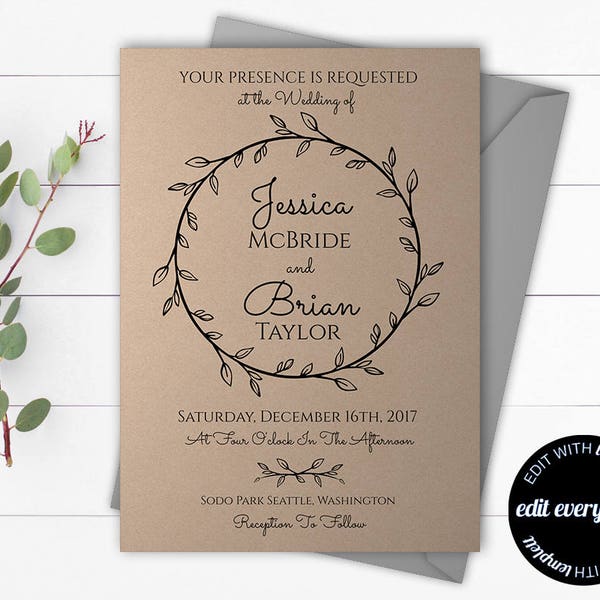 Kraft Invitation - Etsy
