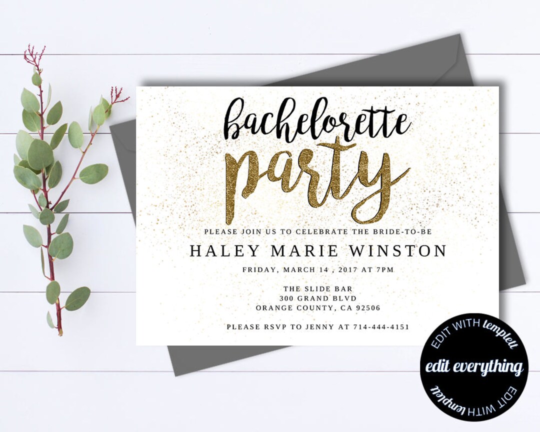 Printable Bachelorette Party Invitation Template Printable Bachelorette ...