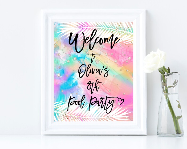 Editable Rainbow Tie Dye Birthday Welcome Sign Template Summer - Etsy