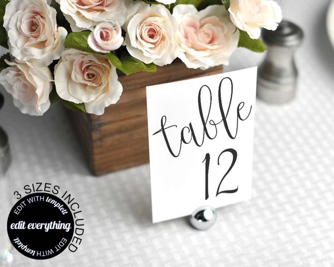 Wedding Table Card Template - Printable Table Cards - Wedding Table ...