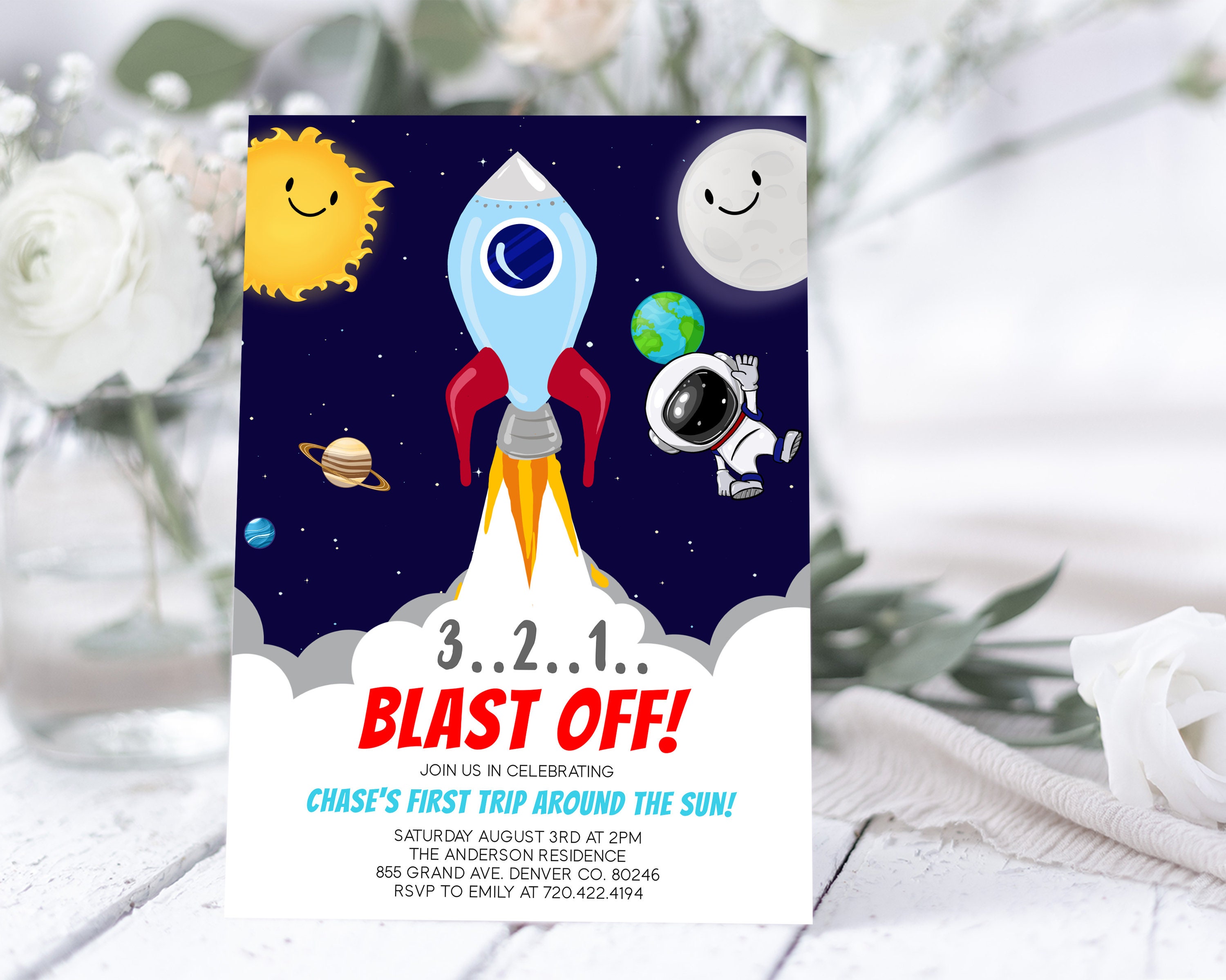 Editable Outer Space Birthday Invitation Template Astronaut | Etsy