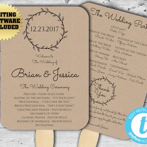 Printable Wedding Program Template Kraft Paper Wedding - Etsy