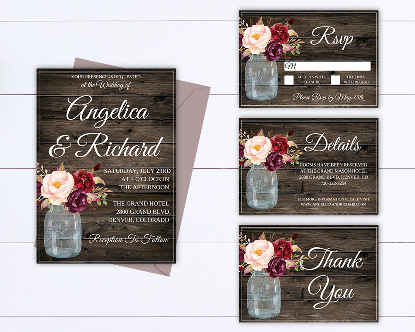 Rustic Wedding Invitation Template Country Wedding Template - Etsy