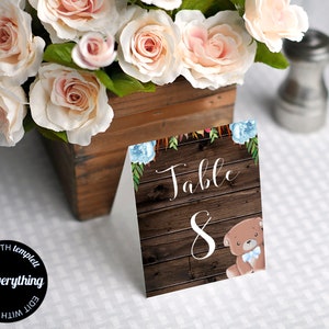 Bear Baby Shower Table Card Template Printable Table Cards Bear ...